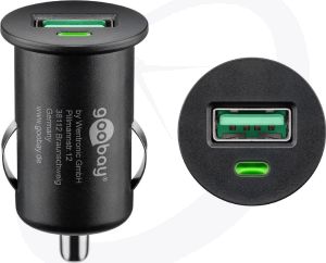 Goobay Auto USB-snellader - 1 poort (USB A, Quick Charge, 18W) – Zwart